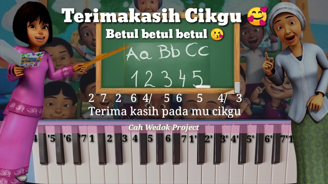 Upin Ipin - Terimakasih Cikgu not pianika - YouTube