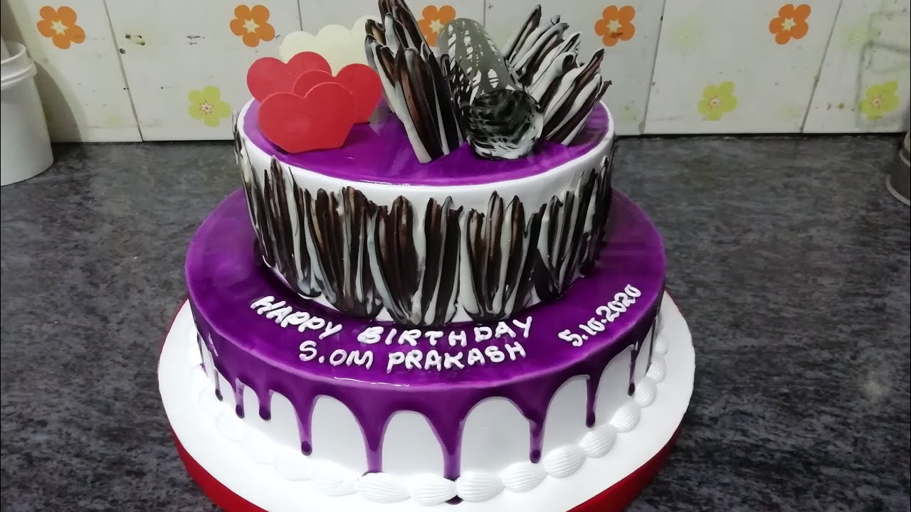 Blueberry tow step cake model making video - YouTube