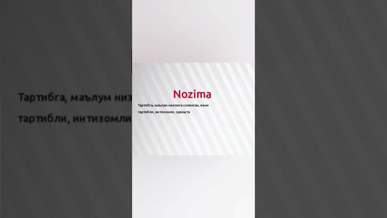 NOZIMA ismining ma'nosi - YouTube
