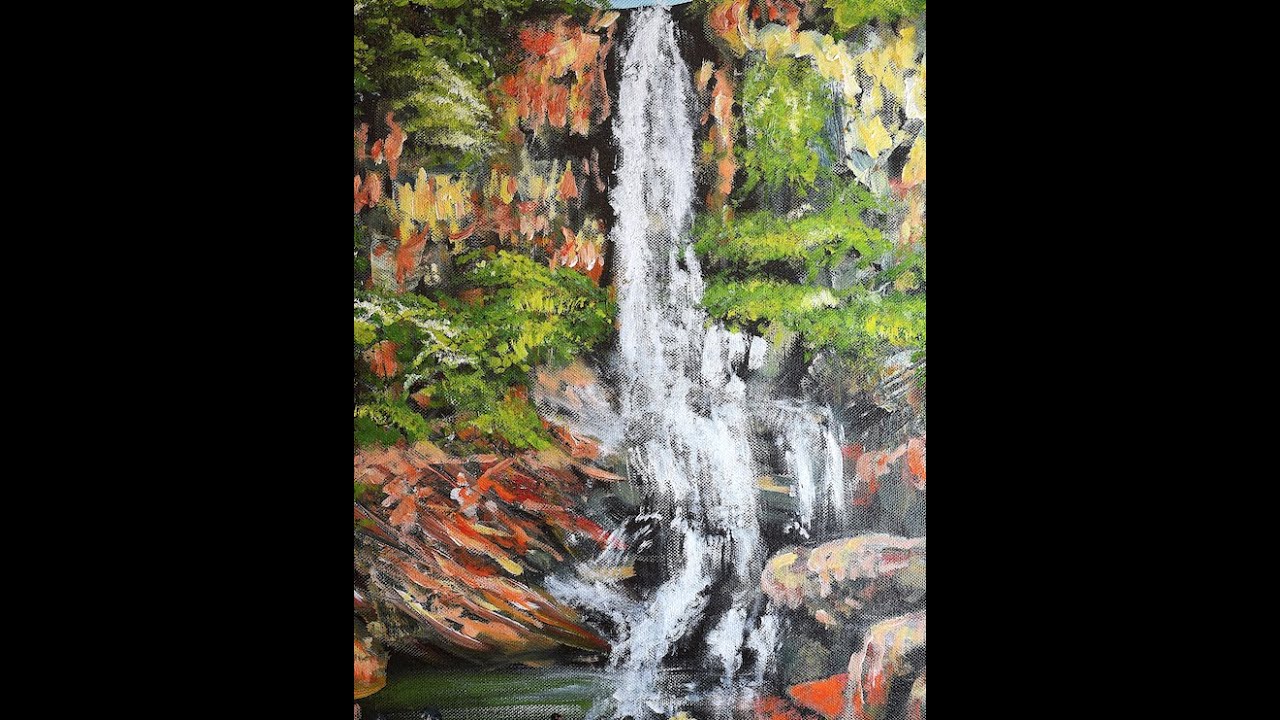 How to Paint a Waterfall and Foliage in Acrylics/Oils - YouTube
