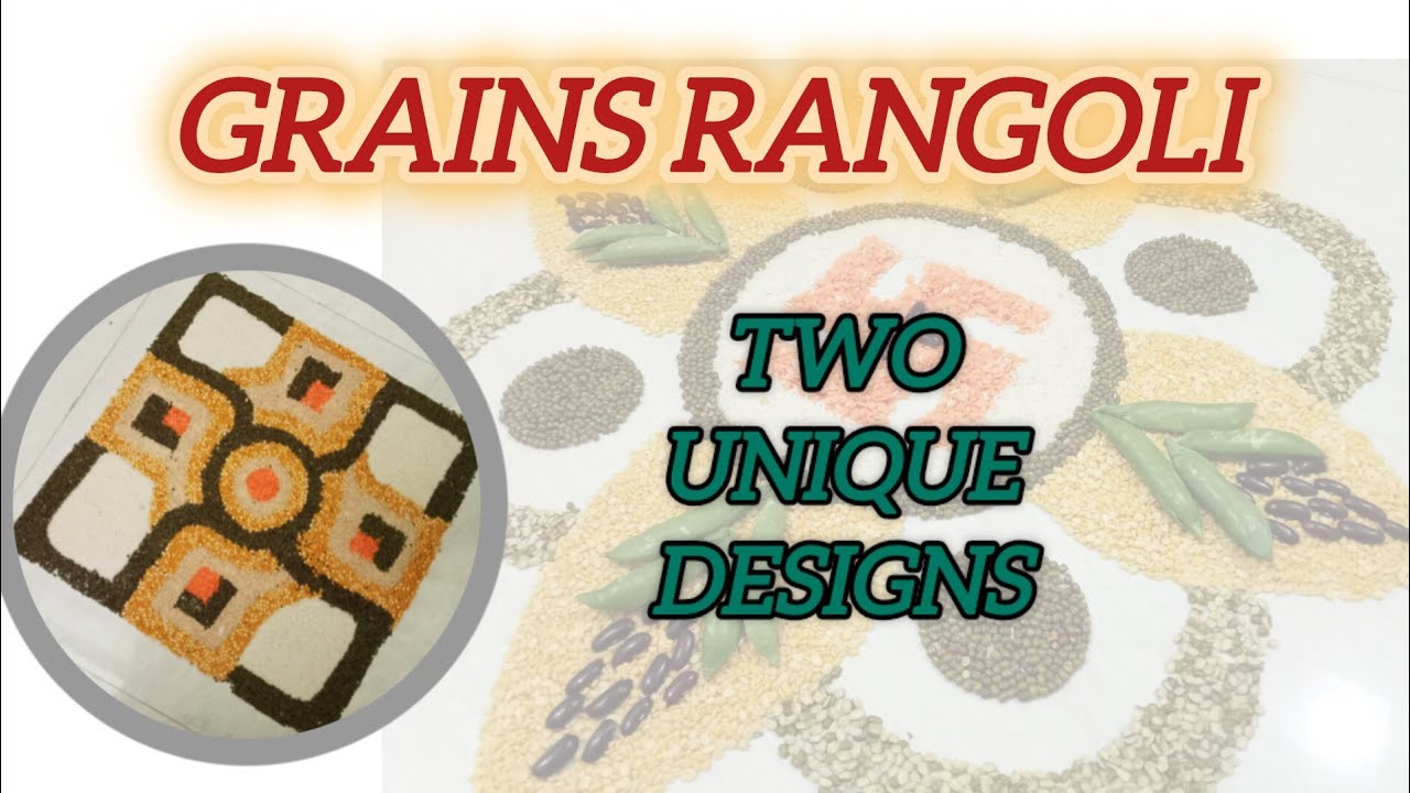 Grains rangoli/unique rangoli designs/ धान्याची रांगोळी - YouTube