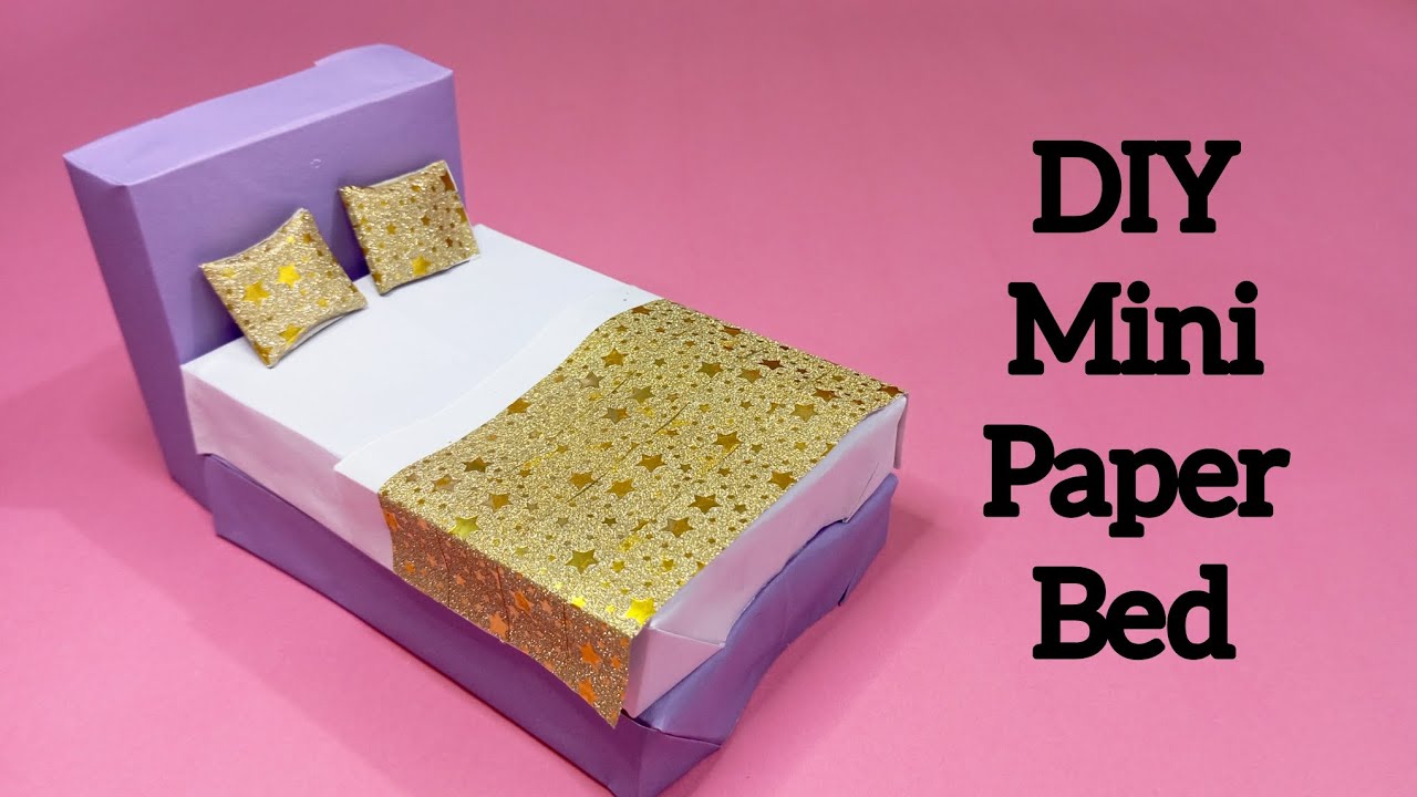How to make mini paper bed. DIY easy paper mini bed. - YouTube