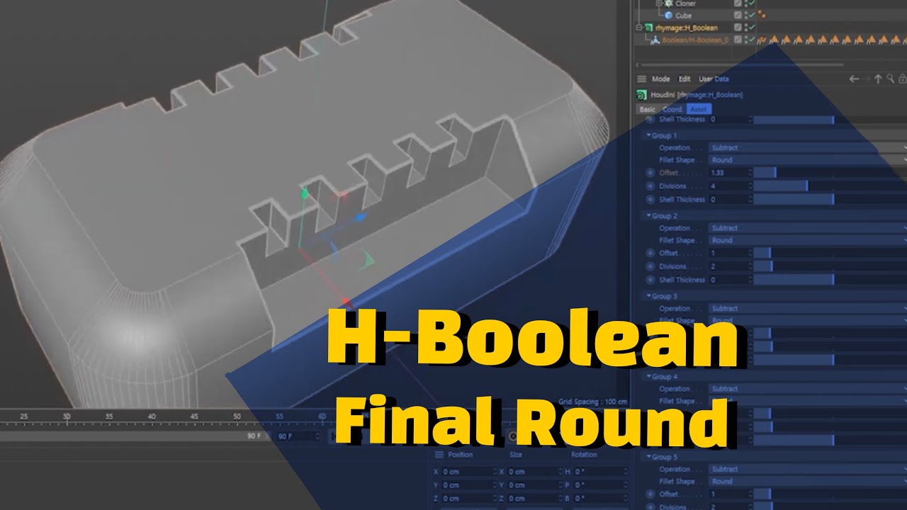 [C4D Plug-in] H Boolean plugin with Houdini Engine Final(최종편) - YouTube