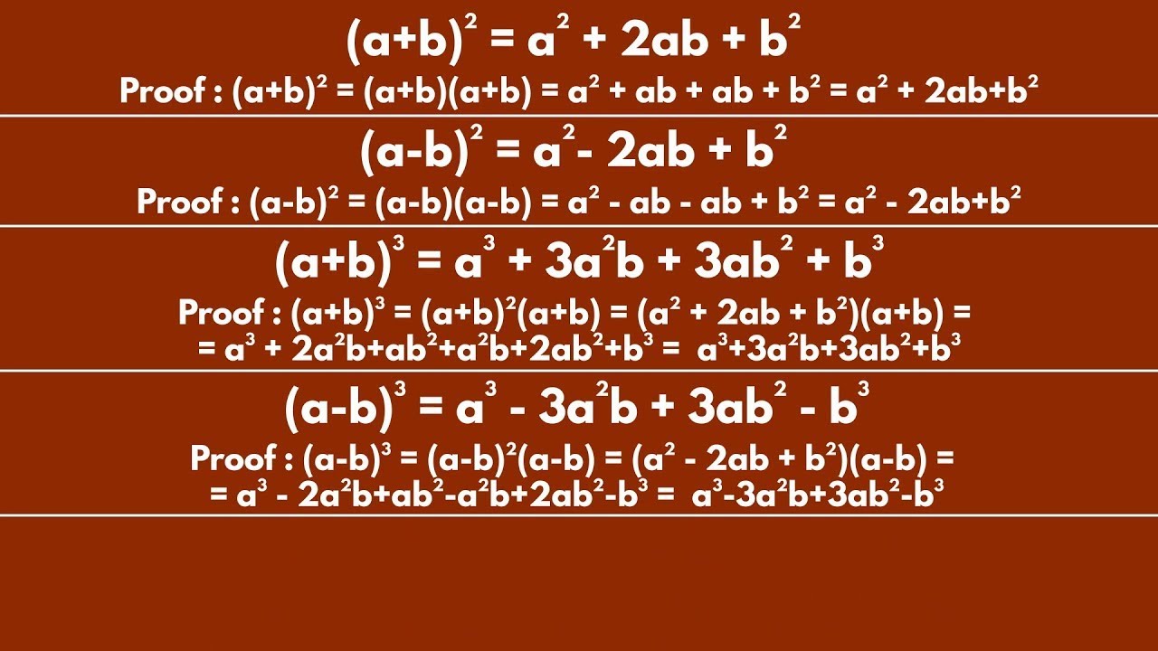 Maths Algebraic Formulas. Remember Easily (part -1) - YouTube