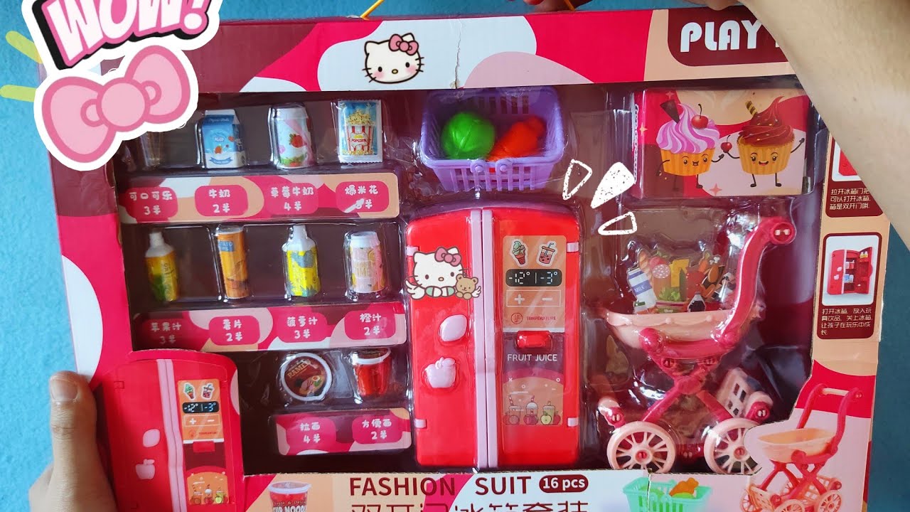 satisfying unboxing miniature cute hello kitty sanrio fridge toys ...