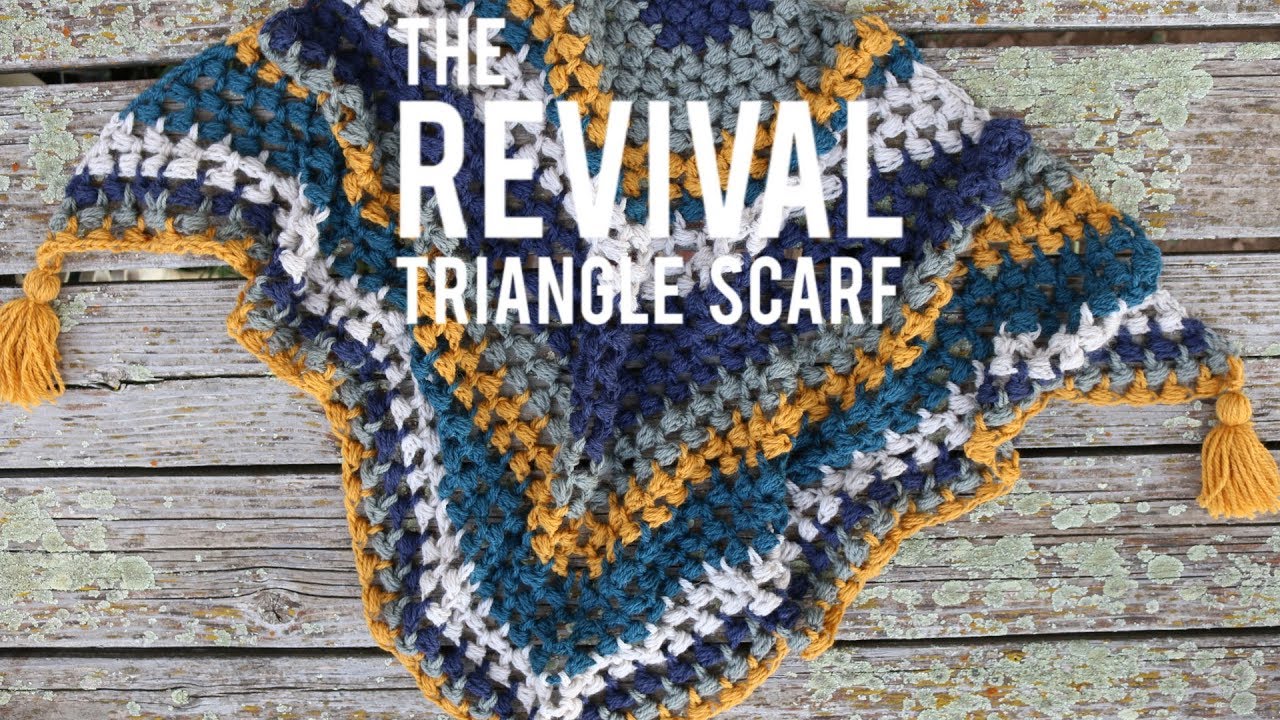 The Revival Scarf -- Easy Bead Stitch Crochet Triangle Wrap - YouTube