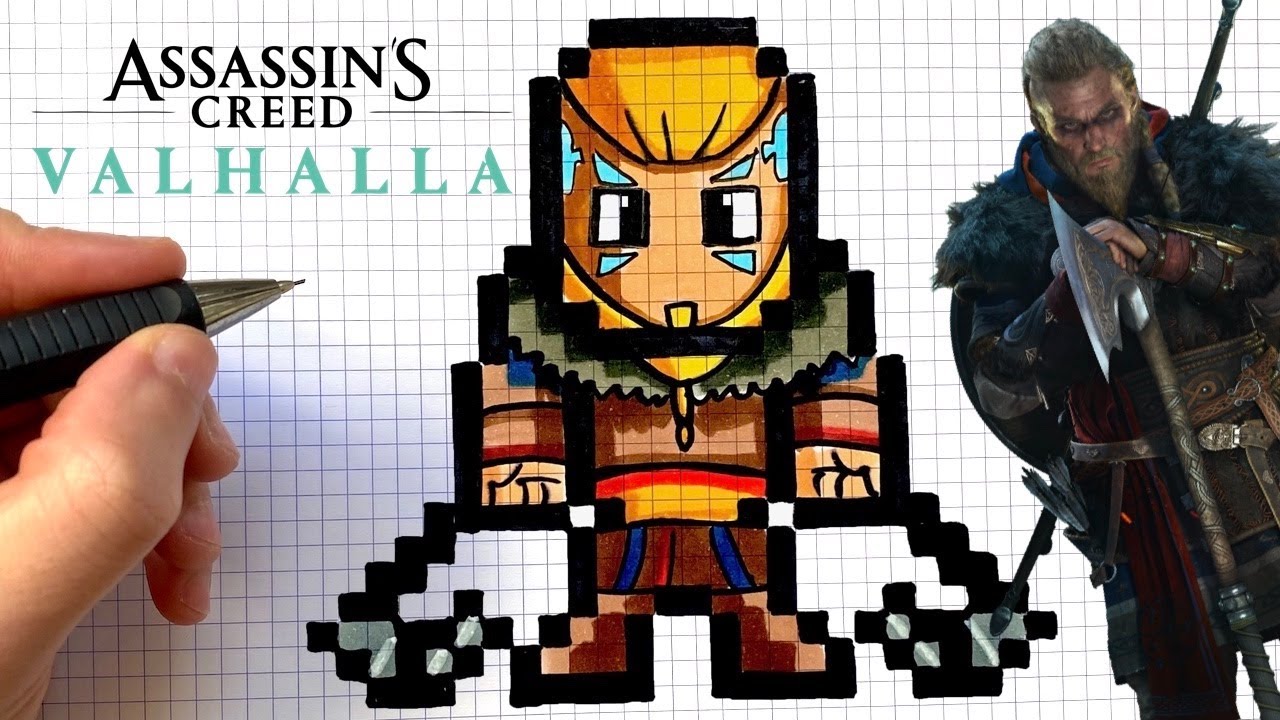 HOW TO DRAW ASSASSIN'S CREED VIKING VALHALA PIXEL ART - YouTube