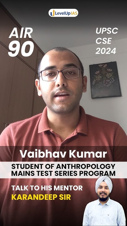 AIR 90 Vaibhav Kumar Thanks Karandeep Sir and LevelUp IAS for achieving his success #shorts ...