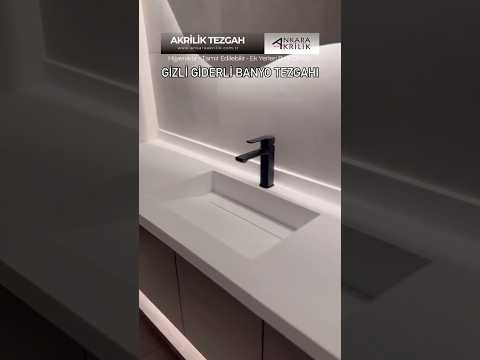 Akrilik Gizli Giderli Banyo Tezgahı• #akriliktezgah #corian #coriandesign #banyotezgahı #gizligider