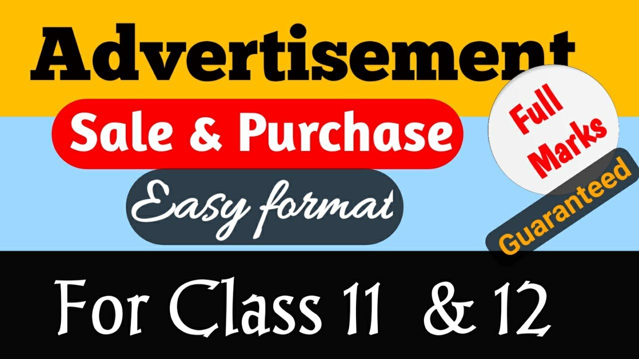 Advertisement Sale purchase || format, concept and solved example for ...