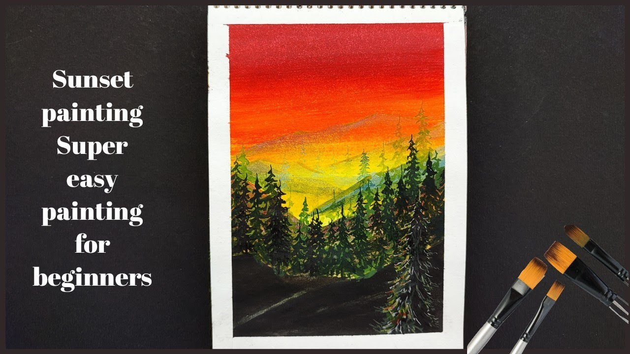 super easy painting for beginners | sunset painting | #shorts #easy # ...