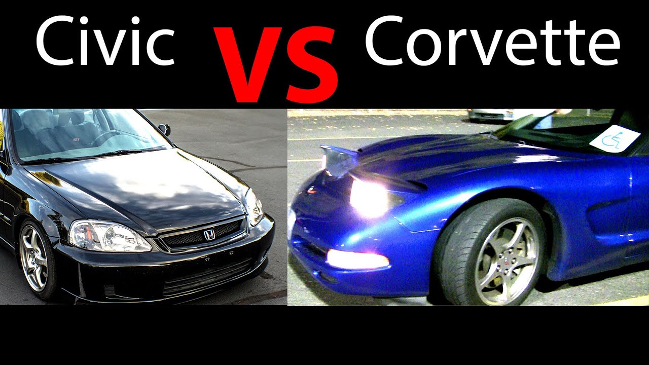 CIVIC vs CORVETTE : EK Honda K24-NA - 1/4 mile drag race with V8 C5 ...