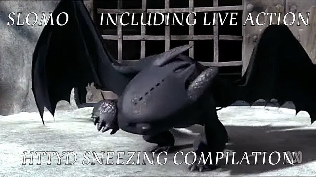 HTTYD DRAGONS SNEEZING COMPILATION SLOMO- INCLUDING THE LIVE ACTION ...