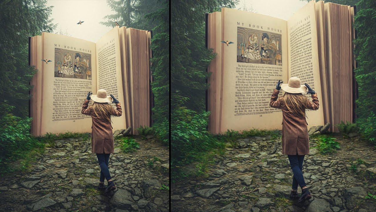 Big Book Into The Jungle Photo Manipulation Photoshop Tutorial - YouTube