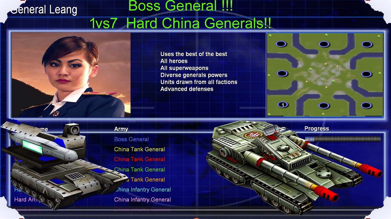 Command Conquer Generals Zero Hour Boss General 1 vs 7 Hard China ...