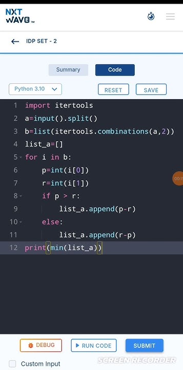Minimal Absolute Difference Using Python Ccbp Nxtwave Coding Nxtwaveccbp Python Programming