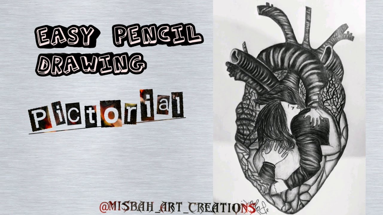 PENCIL DRAWING -Realistic Heart drawing -PICTORIAL-How to Draw ...