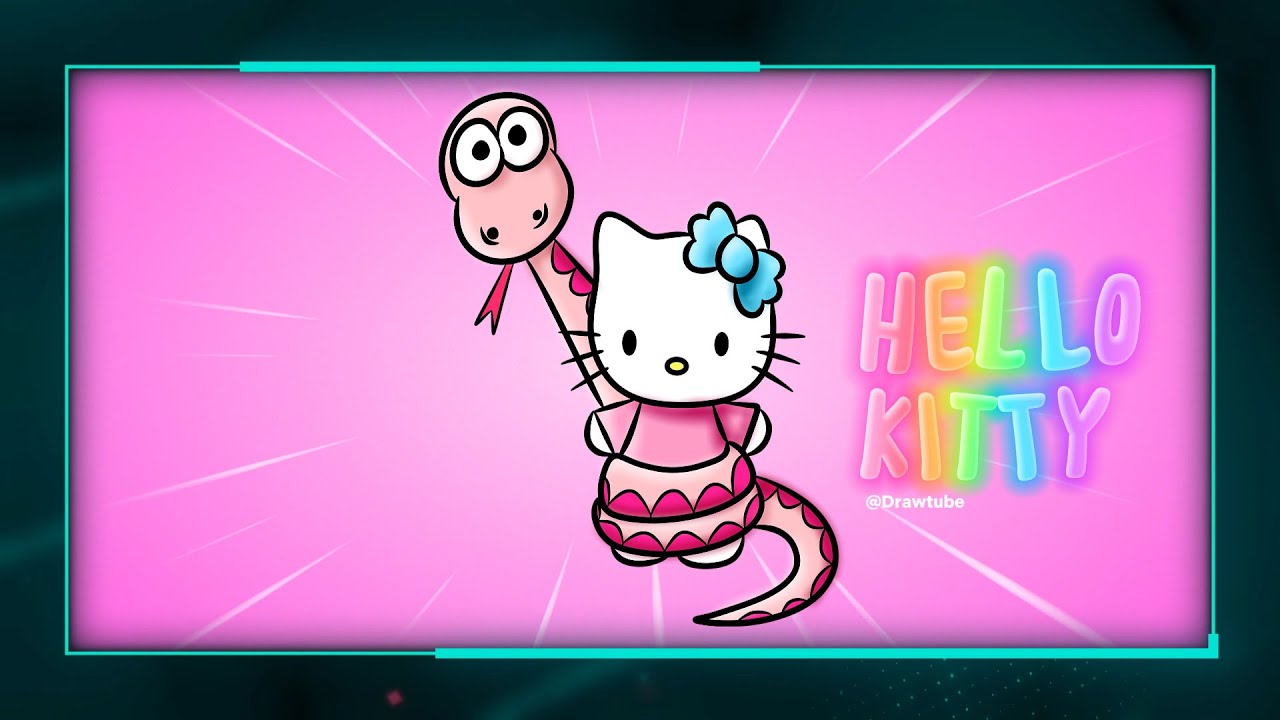 How to Draw Hello Kitty Snake Neon Light drawing and coloring video ...