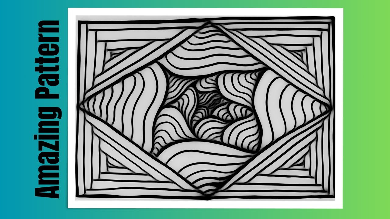 Freehand amazing drawing//satisfying cool line drawing//3D illusion art ...