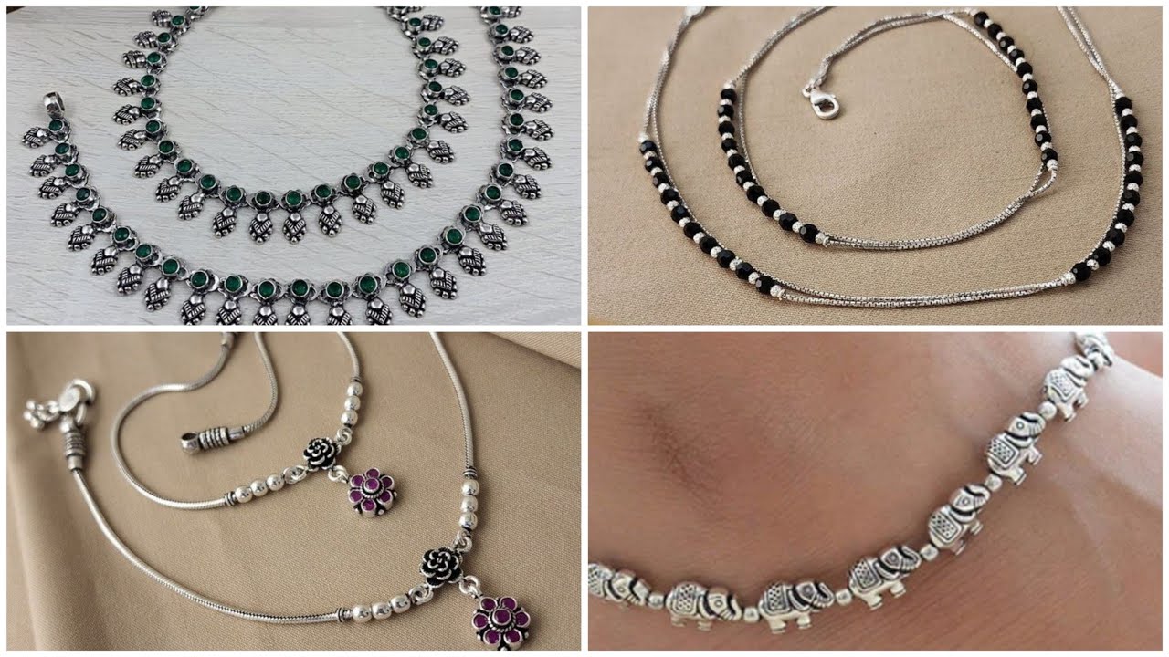 Latest silver anklets designs || pattilu designs || - YouTube