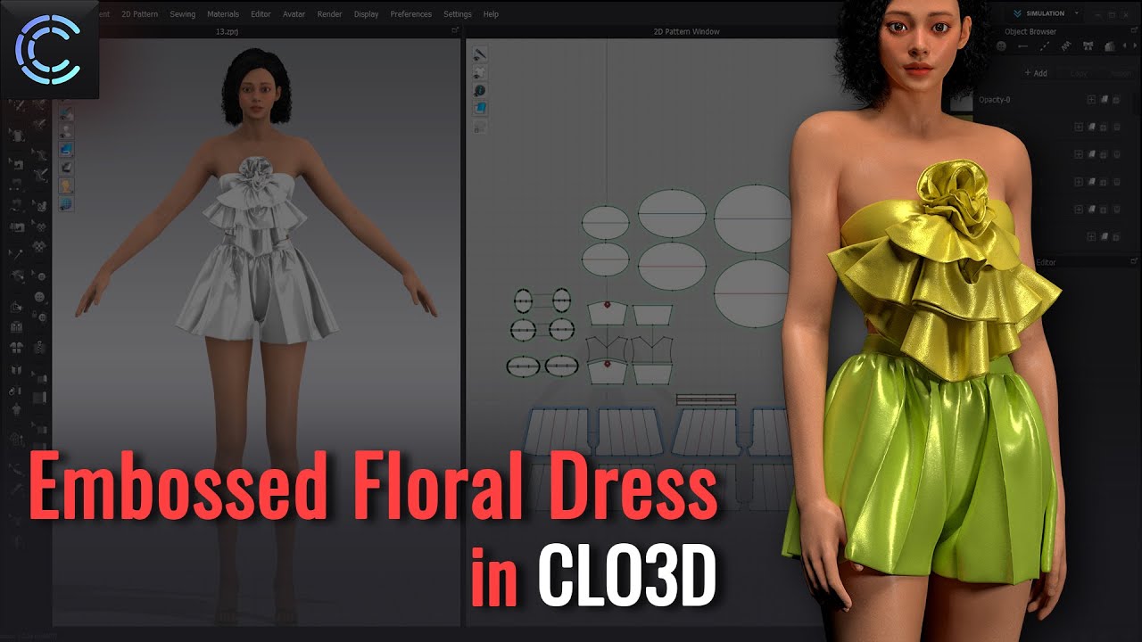 How to Model Embossed Floral Dress in CLO3D - YouTube
