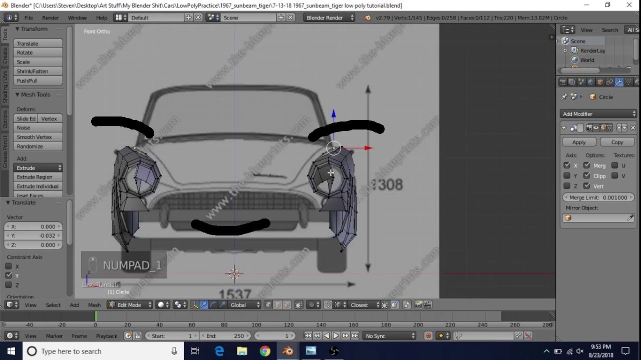 Low Poly 1967 Sunbeam Tiger - Part 6 - Connect The Back And Shape The ...
