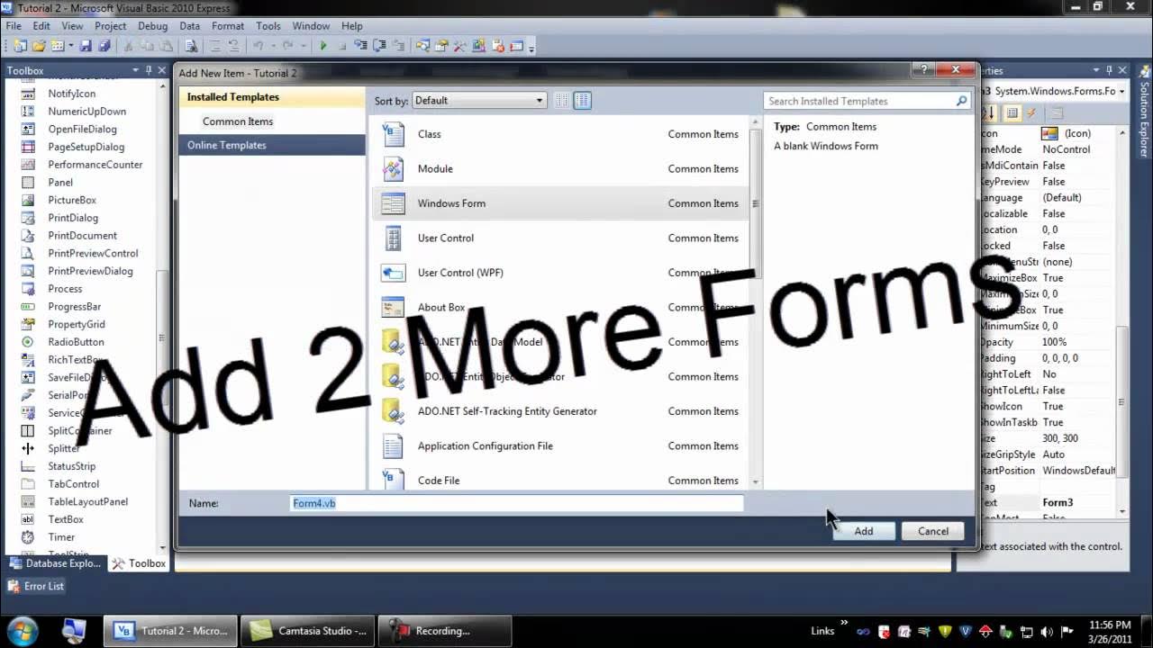 Visual Basic 2010 Tutorial 2 - Multiple Forms - YouTube