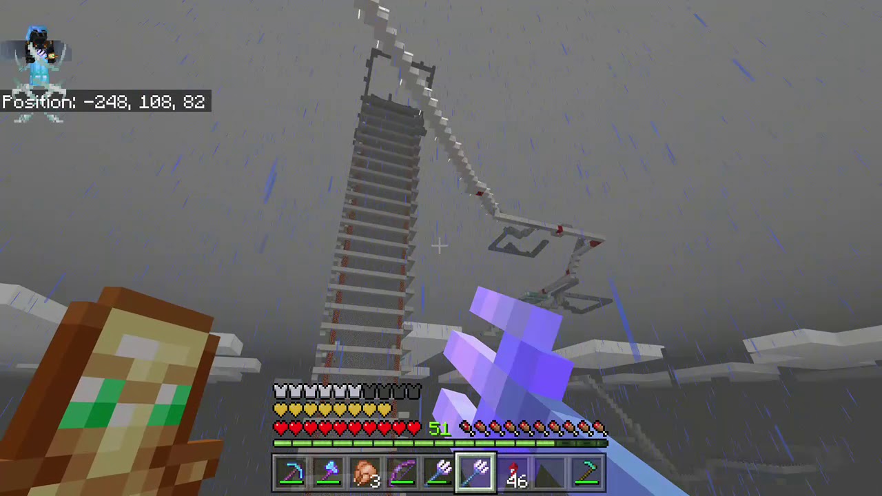 using a Trident with riptide enchantment to fly with the Elytra - YouTube