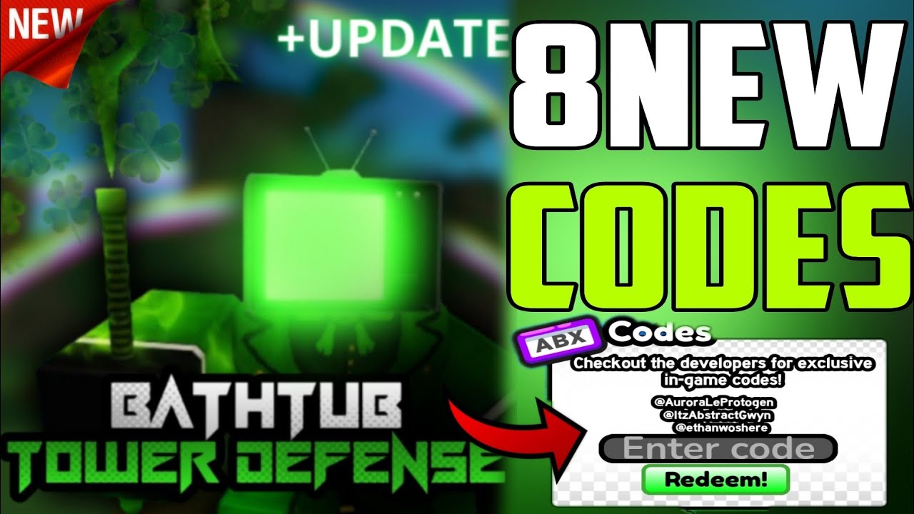 🍀ALL WORKING CODES FOR BATHTUB TOWER DEFENSE - ROBLOX BATHTUB TOWER ...