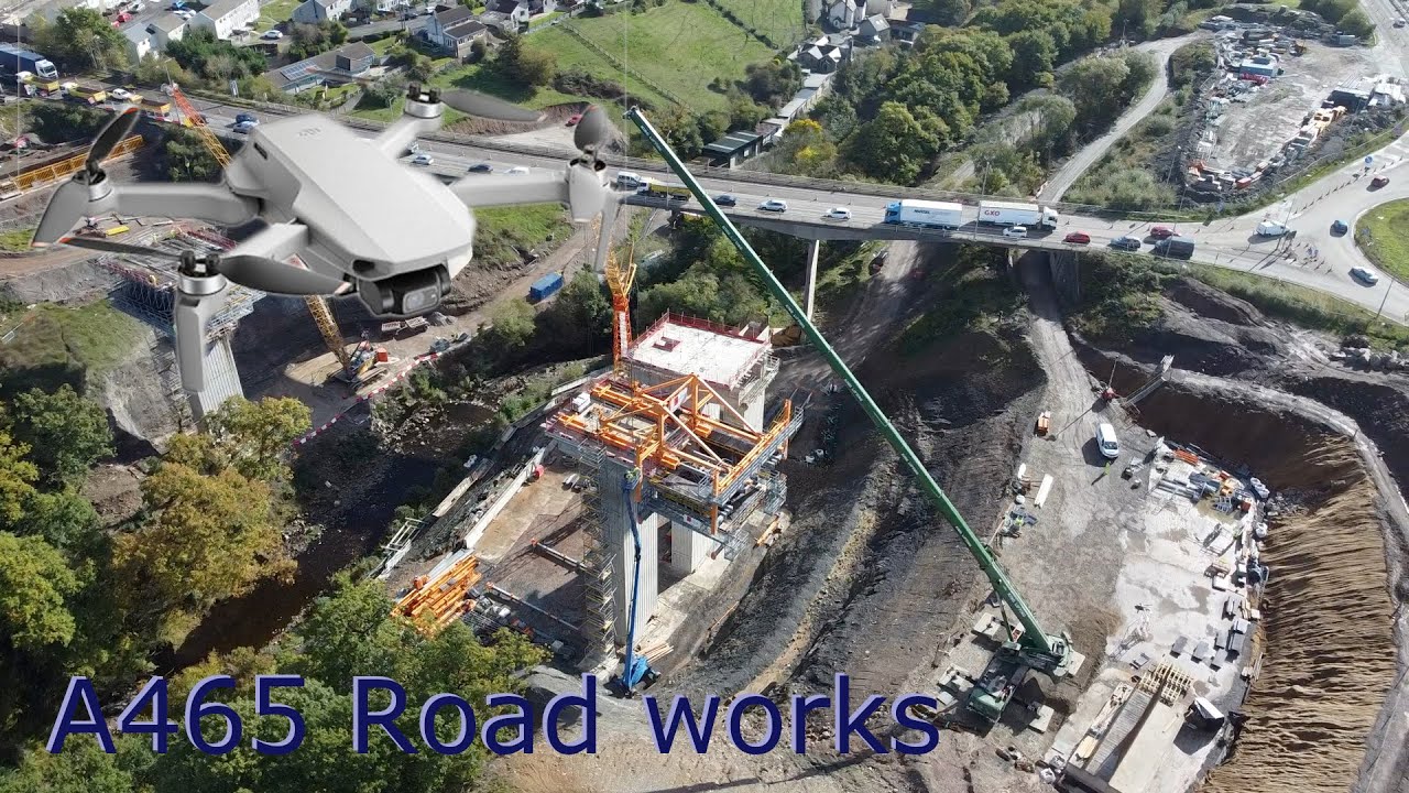 Construction of a viaduct on the A465 - Merthyr Tydfil (DJI MINI 2 ...