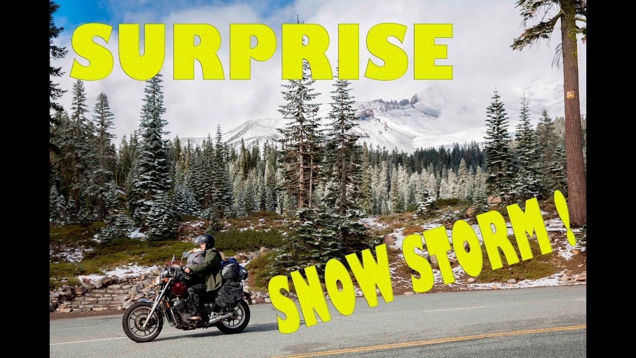 surprise snow storm on a motorcycle ! - YouTube