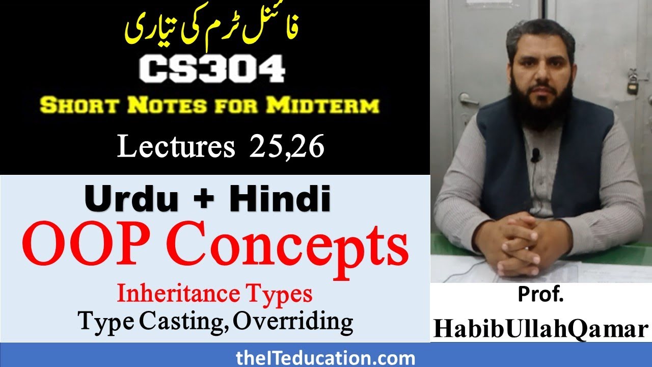 CS304 Final Term Preparation | Cs304 Short Lecture 25 and 26 | Overriding and Types of ...