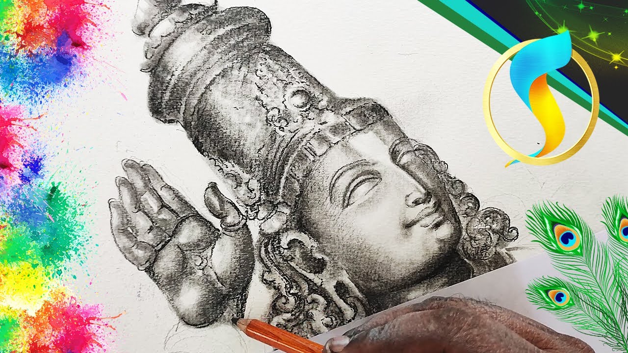 Charcoal Pencil Art | Lord Vishnu | Sabapathy arts - YouTube