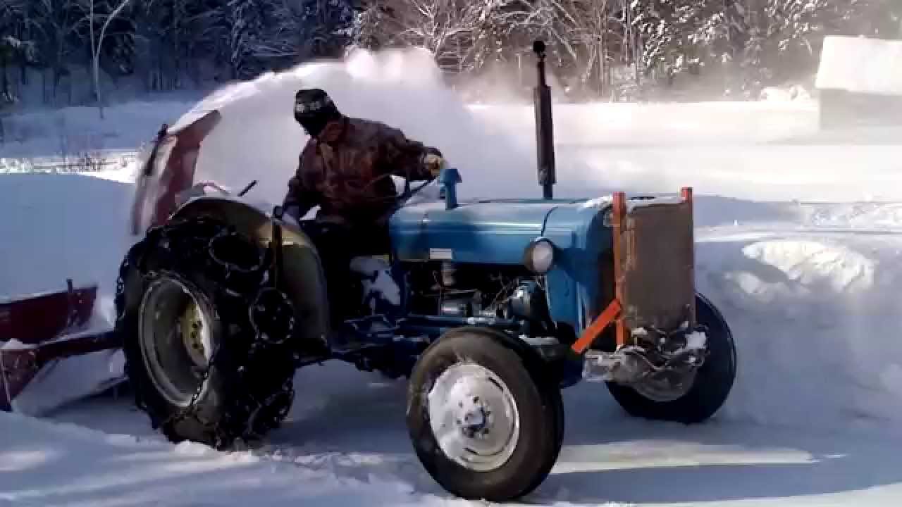 old ford tractor blowing snow - YouTube