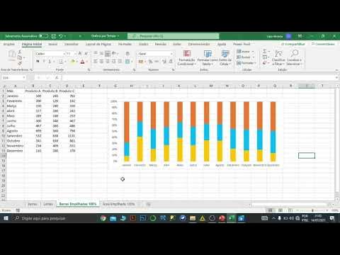 Como fazer Gráficos no Excel - Gráfico de Barras Empilhadas 100% (Passo ...