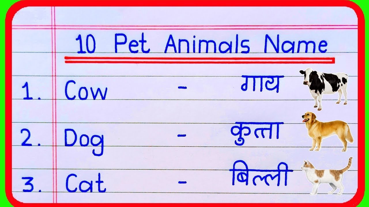 10 Animals name in english, 10 जनवरी के नाम,10 pet animals name for ...