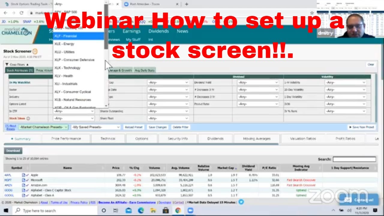 Webinar How to set up a stock screen!!. - YouTube