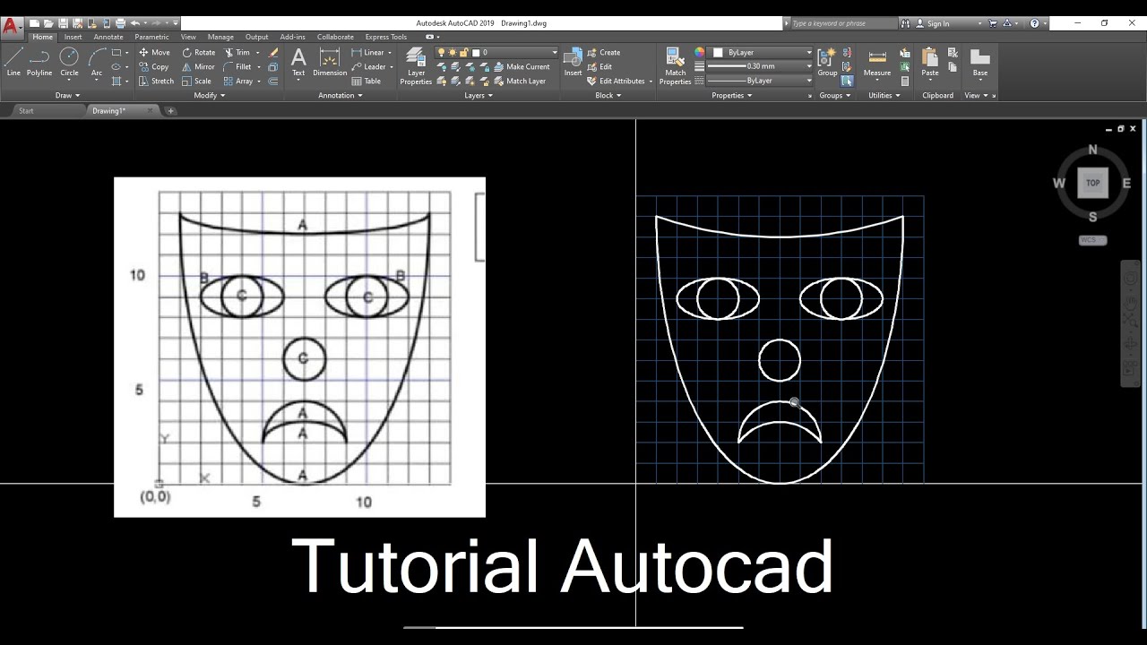 Langkah Mudah Menggambar Objek Model Face dengan AutoCAD - YouTube