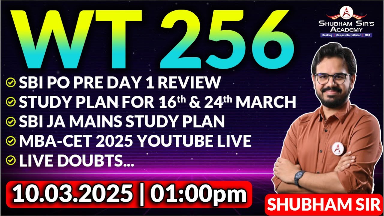 WT 256: SBI PO PRE Day 1 Review, Study Plan for 16th and 24th March # ...