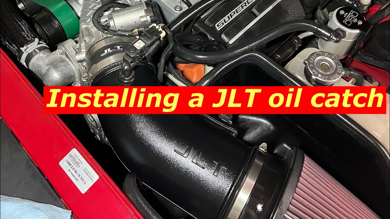 Hellcat gets another JLT oil catch can - YouTube