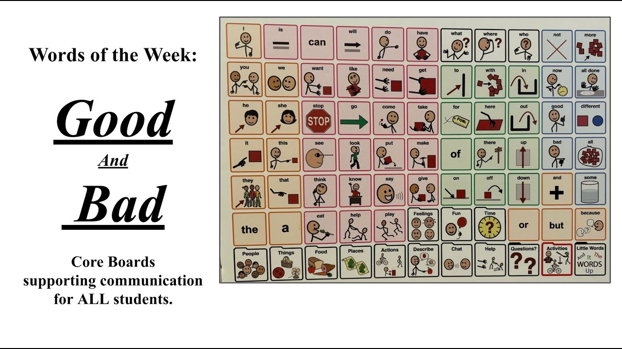 “Good & Bad” – Words of the Week, Modeling Using A Core Board (AAC ...