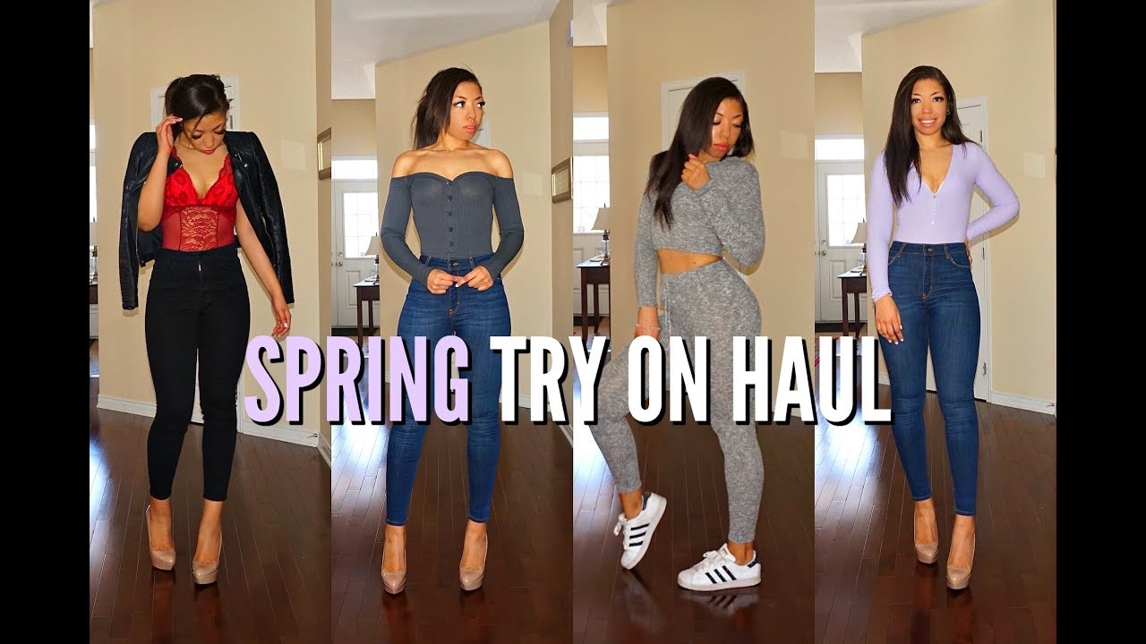Huge SPRING FASHION HAUL & TRY ON | BASICS CLOTHING ft Fashion Nova ...