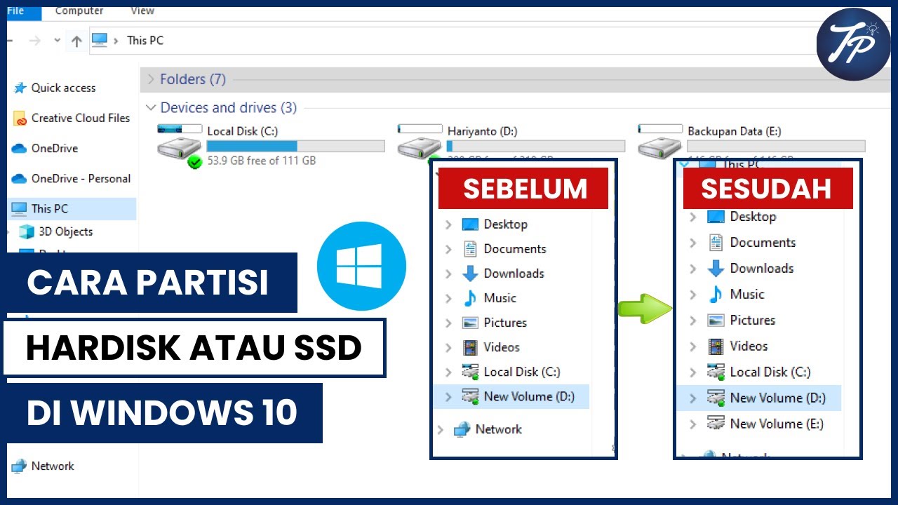 Cara Partisi Hardisk Atau SSD di windows 10 | Mempartisi Hardisk Atau ...