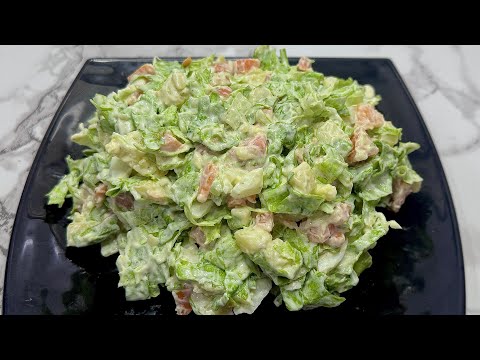 Az Ərzaqla Çox Ləzzətli Salatın Hazırlanması. Kahı Salatı. Asan Salat Resepti. Lettuce Salad Recipe