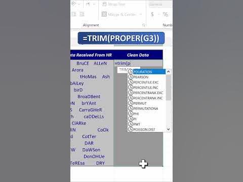 Clean Messy Data Part 8 | Trim and Proper Function | Excel Tips and tricks | #shorts - YouTube