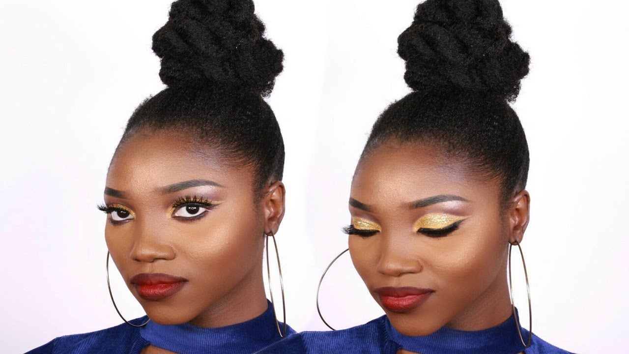 Ninja Bun With Extensions On Natural Hair - YouTube