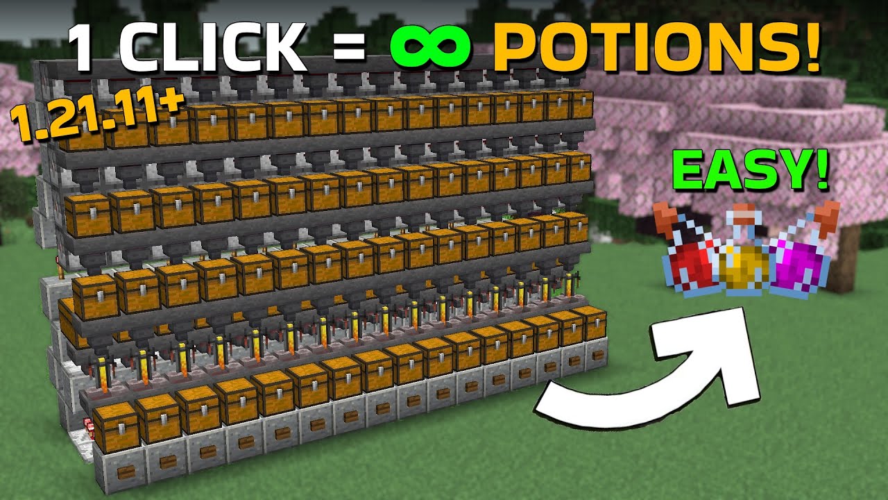 Minecraft Easy Automatic Potion Brewer| 1 Click=3 Potions! | - YouTube
