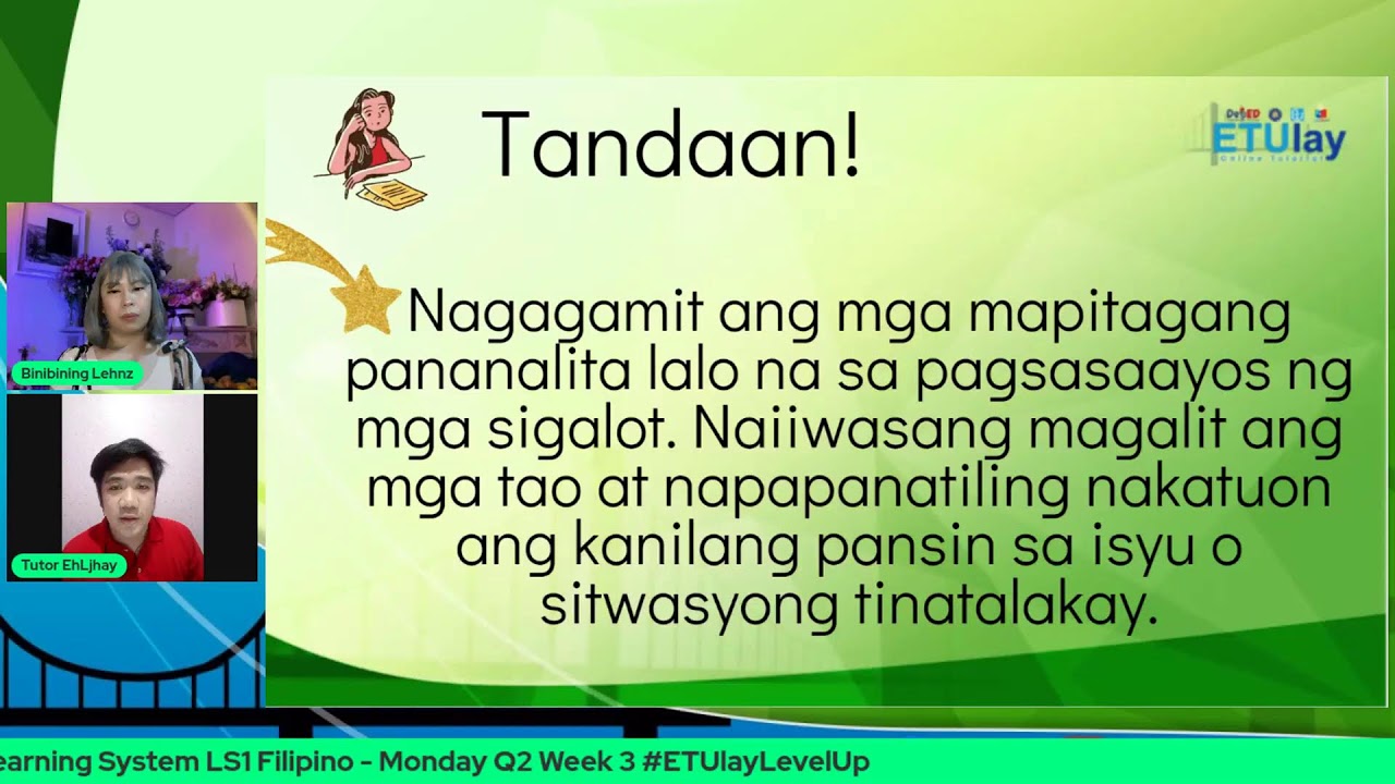 Alternative Learning System LS1 Filipino - Monday Q2 Week 3 # ...