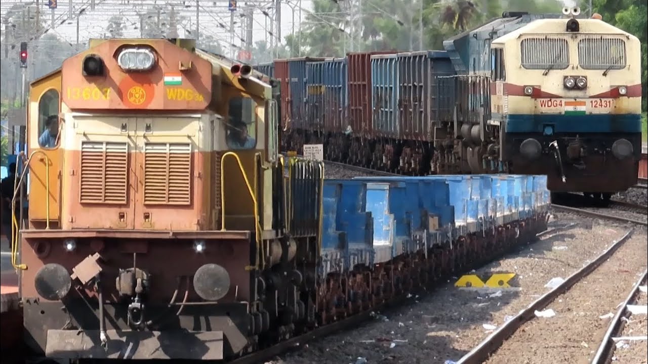 Single DIESEL LOCOMOTIVE with EMPTY FREIGHT'S|WDG4+BOXN & WDG3A+BRN ...