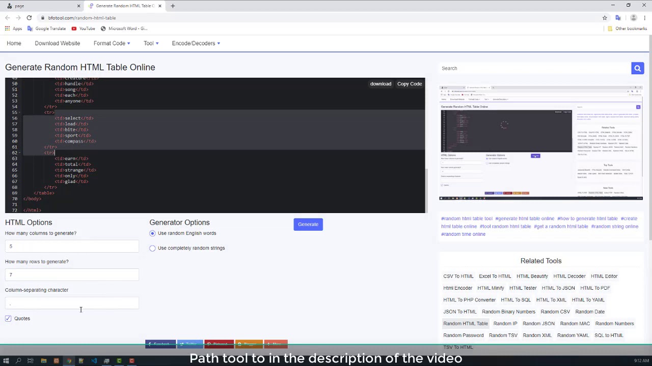 Generate Random HTML Table Online - YouTube